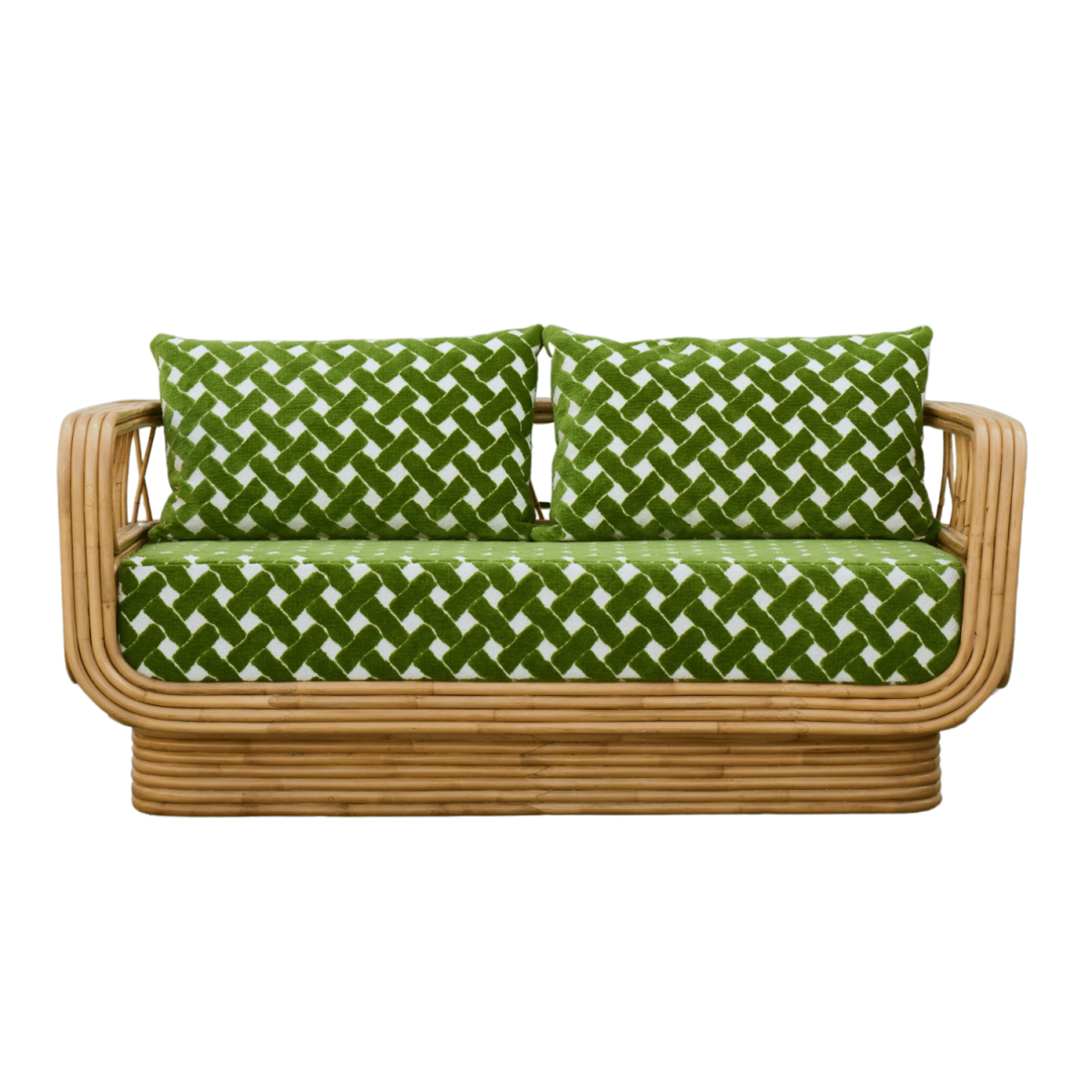 Canapé Luna en rotin naturel et tissu personnalisé